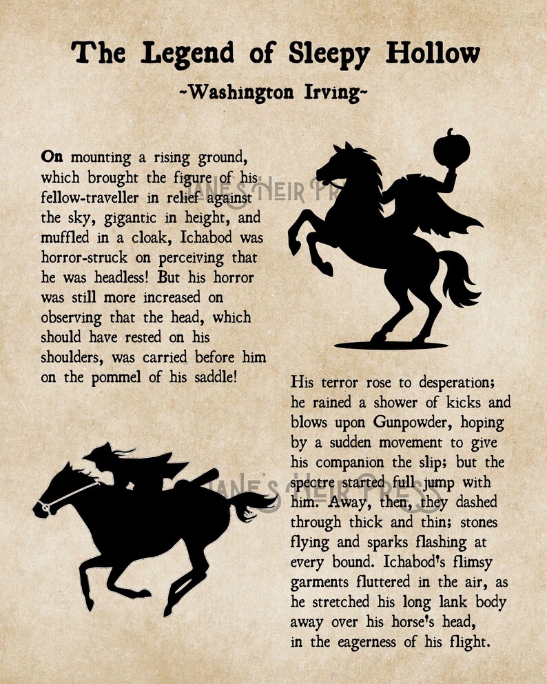 Digital Legend of Sleepy Hollow Poster, Headless Horseman, Washington ...