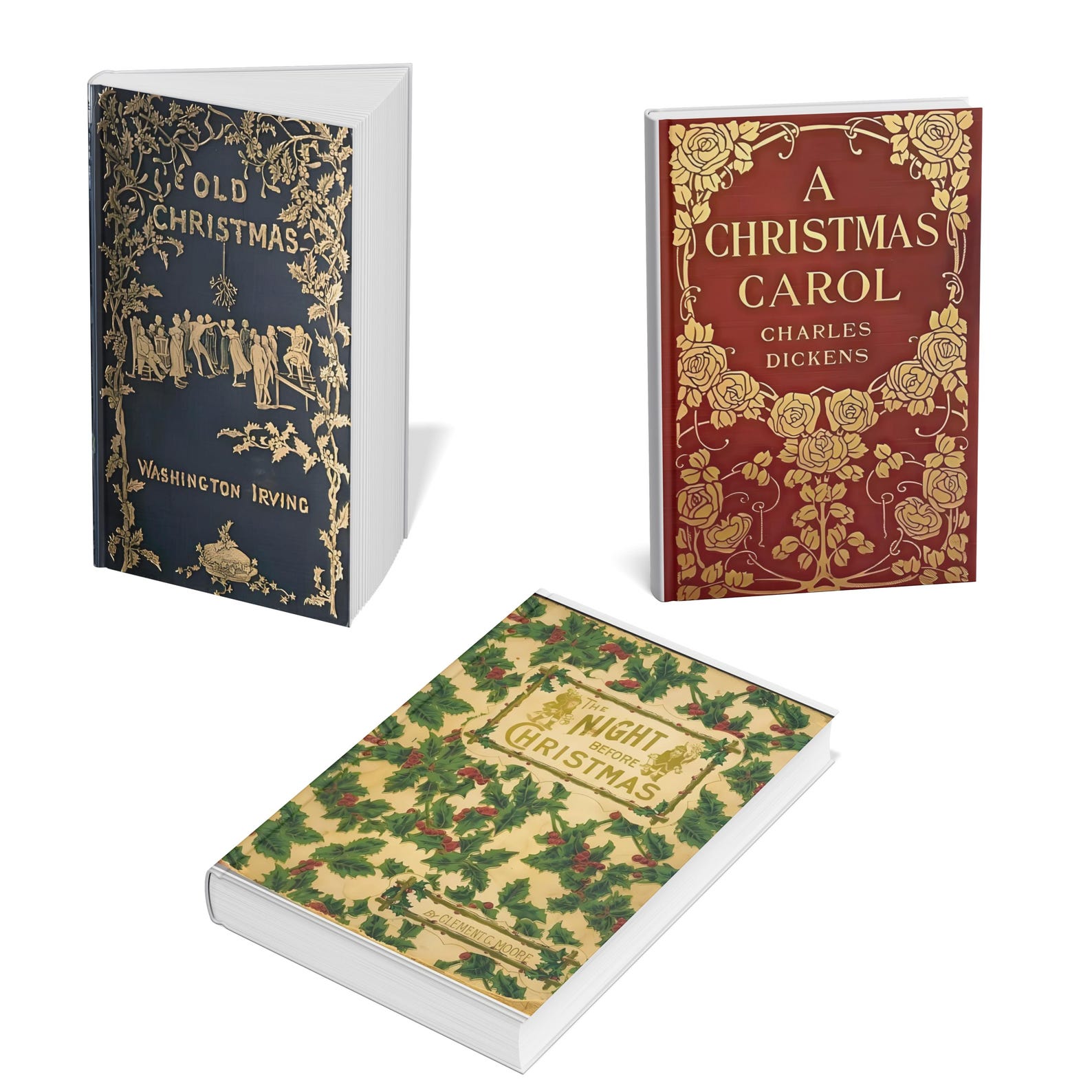 Printable Victorian Christmas Book Covers, Gilded Embossed Designs, | 3 ...