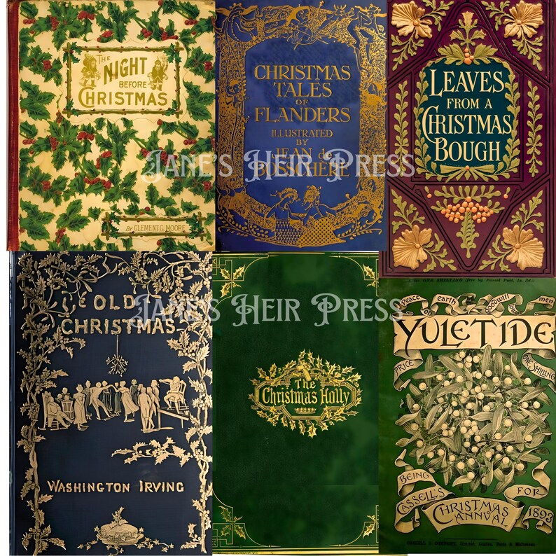 Printable Victorian Christmas Book Covers, Gilded Embossed Designs, | 3 ...