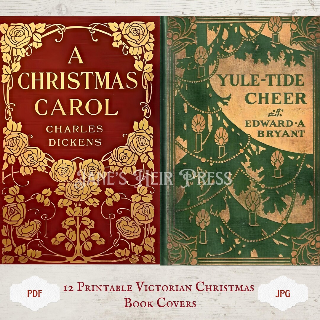 Printable Victorian Christmas Book Covers, Gilded Embossed Designs, | 3 ...