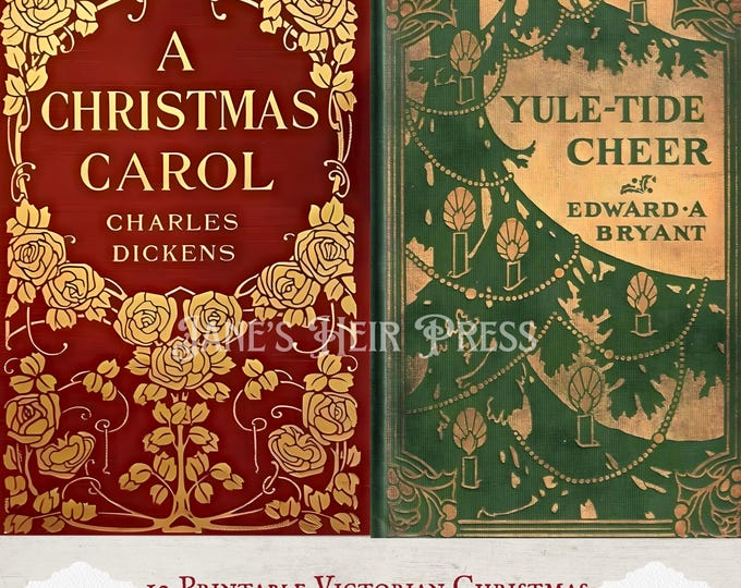 Printable Victorian Christmas Book Covers, Gilded Embossed Designs, | 3 ...