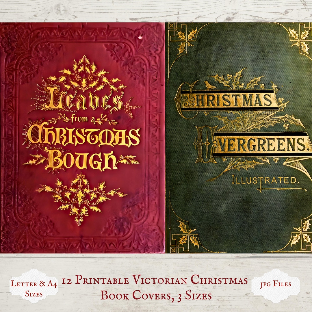 Printable Victorian Christmas Book Covers, Gilded Designs (digital ...