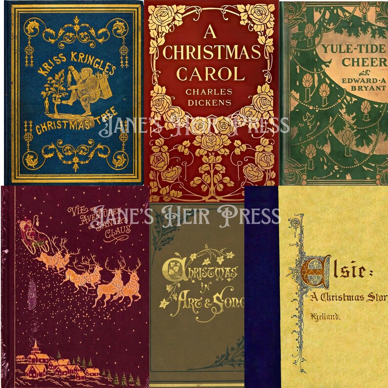 Printable Victorian Christmas Book Covers, Gilded Embossed Designs, | 3 ...