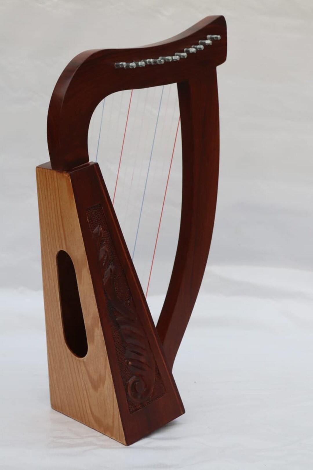 12 Strings Solid Wood Traditional Harp With Free Carry Bag & Tuning Key ...