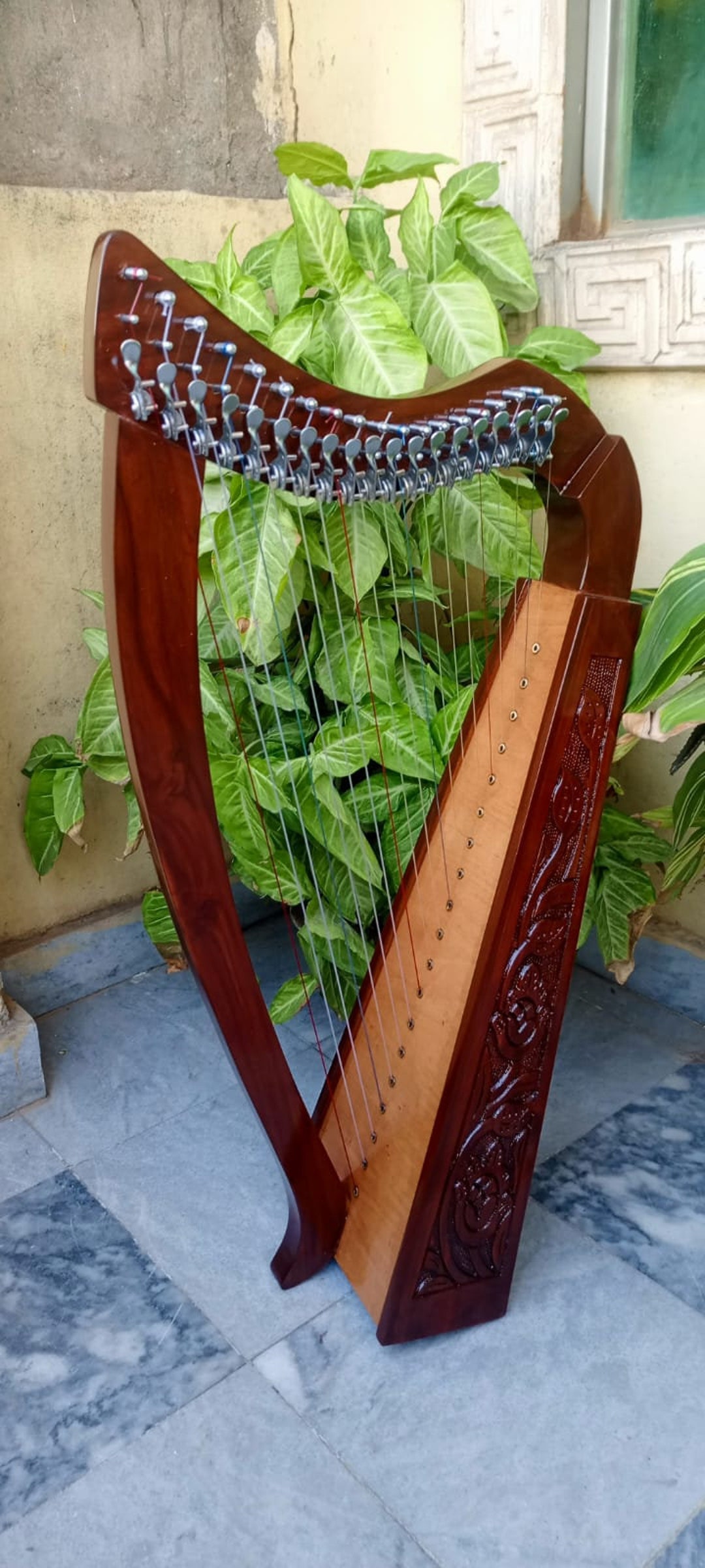 19 Strings Rosewood Harp With Free Set of Strings, Tuning Key and ...
