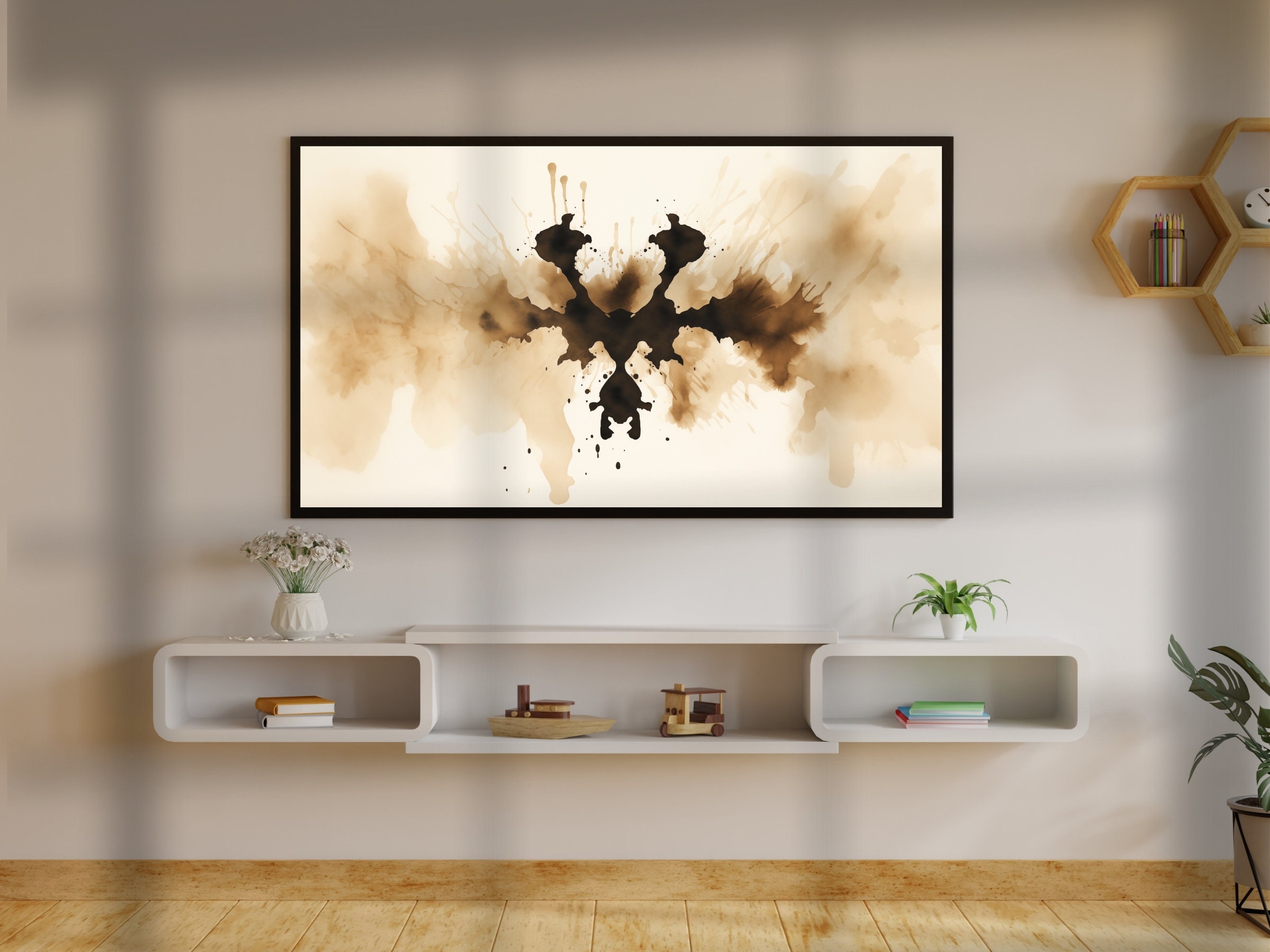 Rorschach Inkblot Test Card Samsung Frame TV Art, Ink Blot Watercolor ...