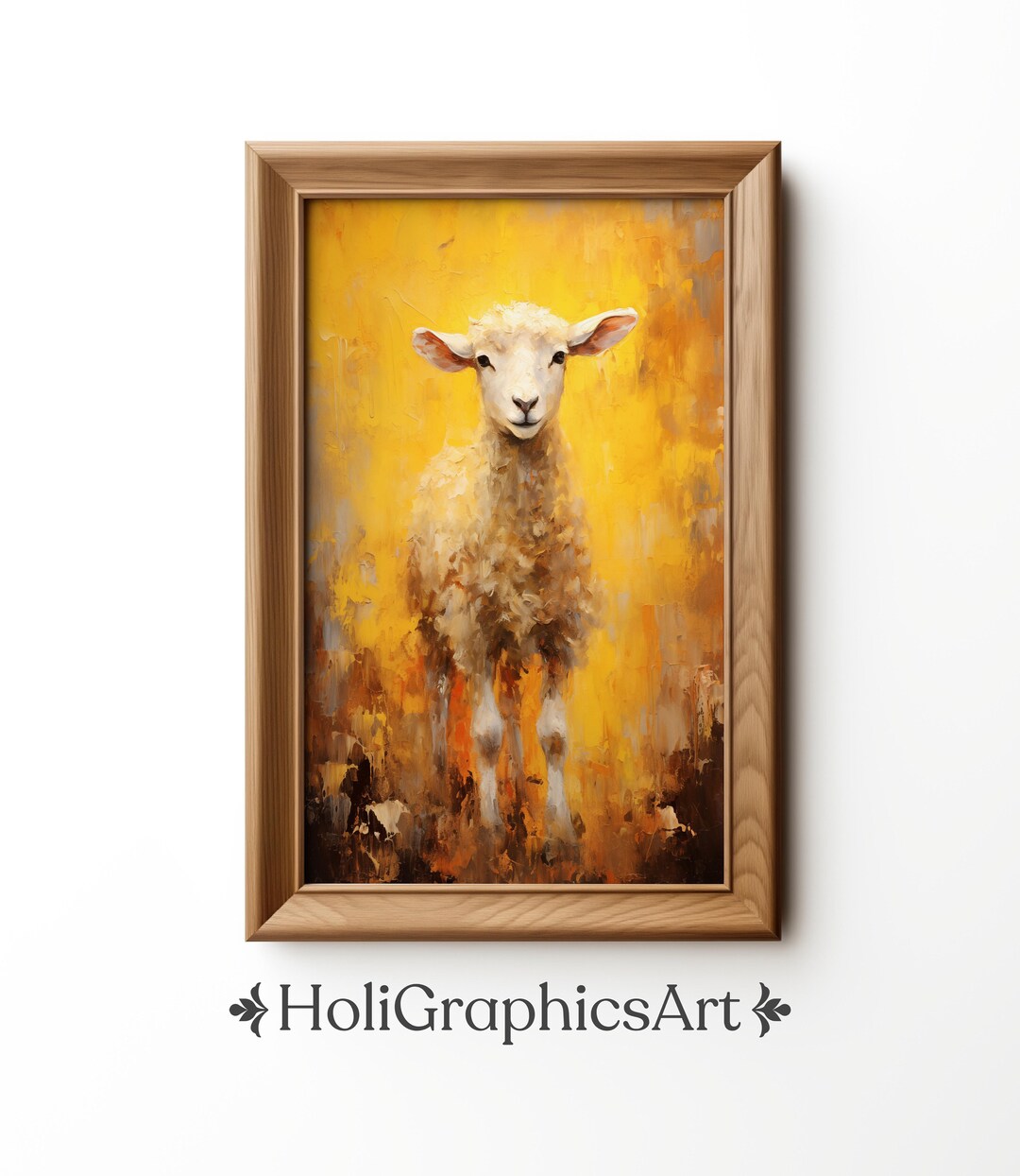 Lamb of God Wall Art Abstract Painting Easter Wall Art Vintage Spring ...