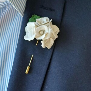 Rose Flower Pin , Flower Lapel Pin , Flower Boutonniere , Polymer Clay ...