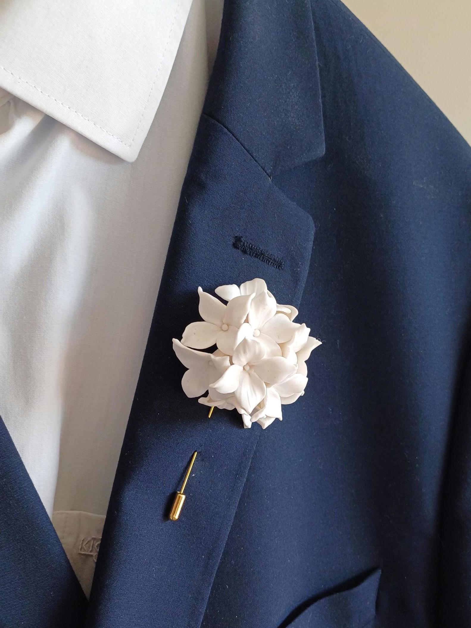 Hydrangea Flower Lapel Pin for Men, Lapel Pin Custom, Groomsmen Wedding ...