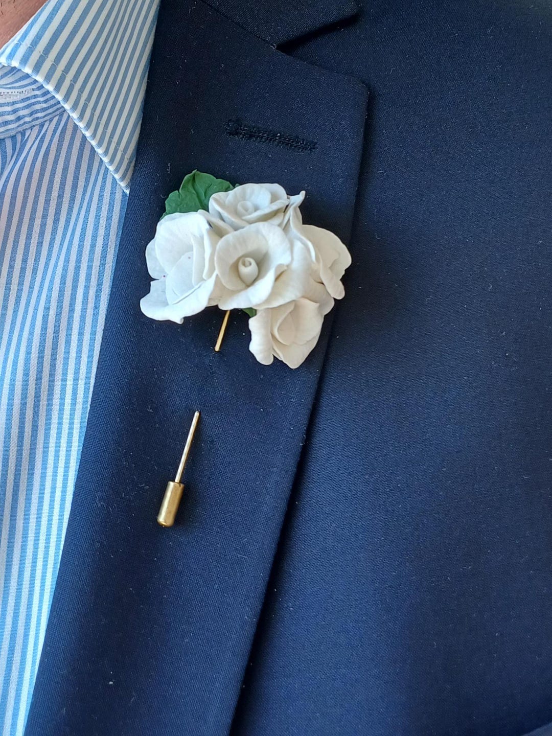 Rose Flower Pin , Flower Lapel Pin , Flower Boutonniere , Polymer Clay ...
