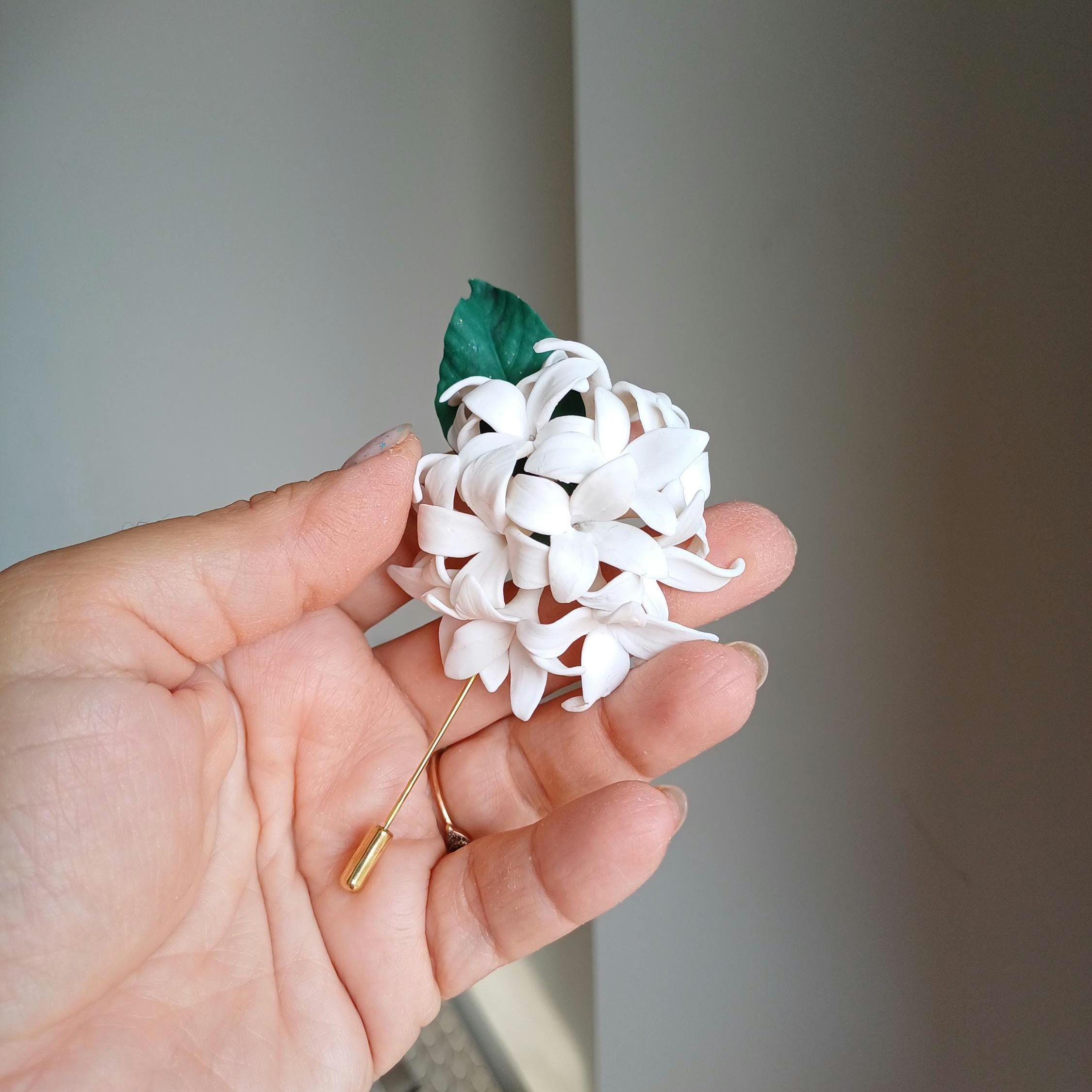 Handmade Jasmine Boutonniere: Polymer Clay Flower Lapel Pin - Etsy
