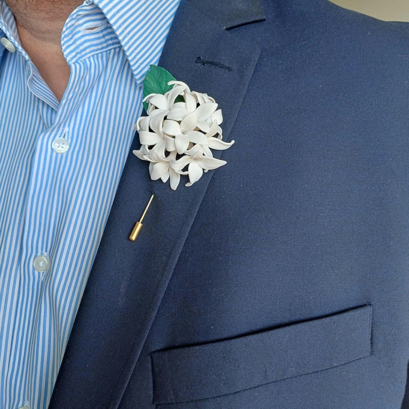 Handmade Jasmine Boutonniere: Polymer Clay Flower Lapel Pin - Etsy