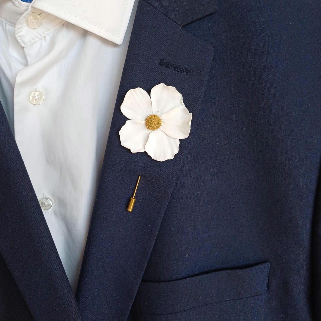 Daisy Flower Lapel Pin for Men, Lapel Pin Custom, Groomsmen Wedding ...
