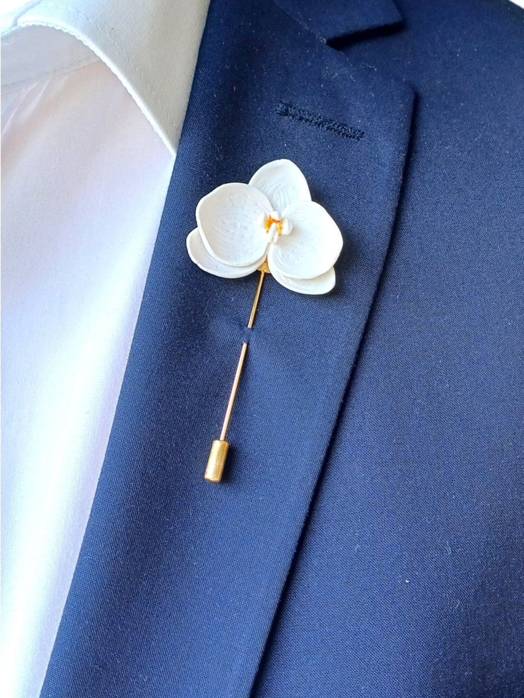 Orchid Boutonniere Lapel Pin Groom Boutonnieres | Wedding Accessory ...