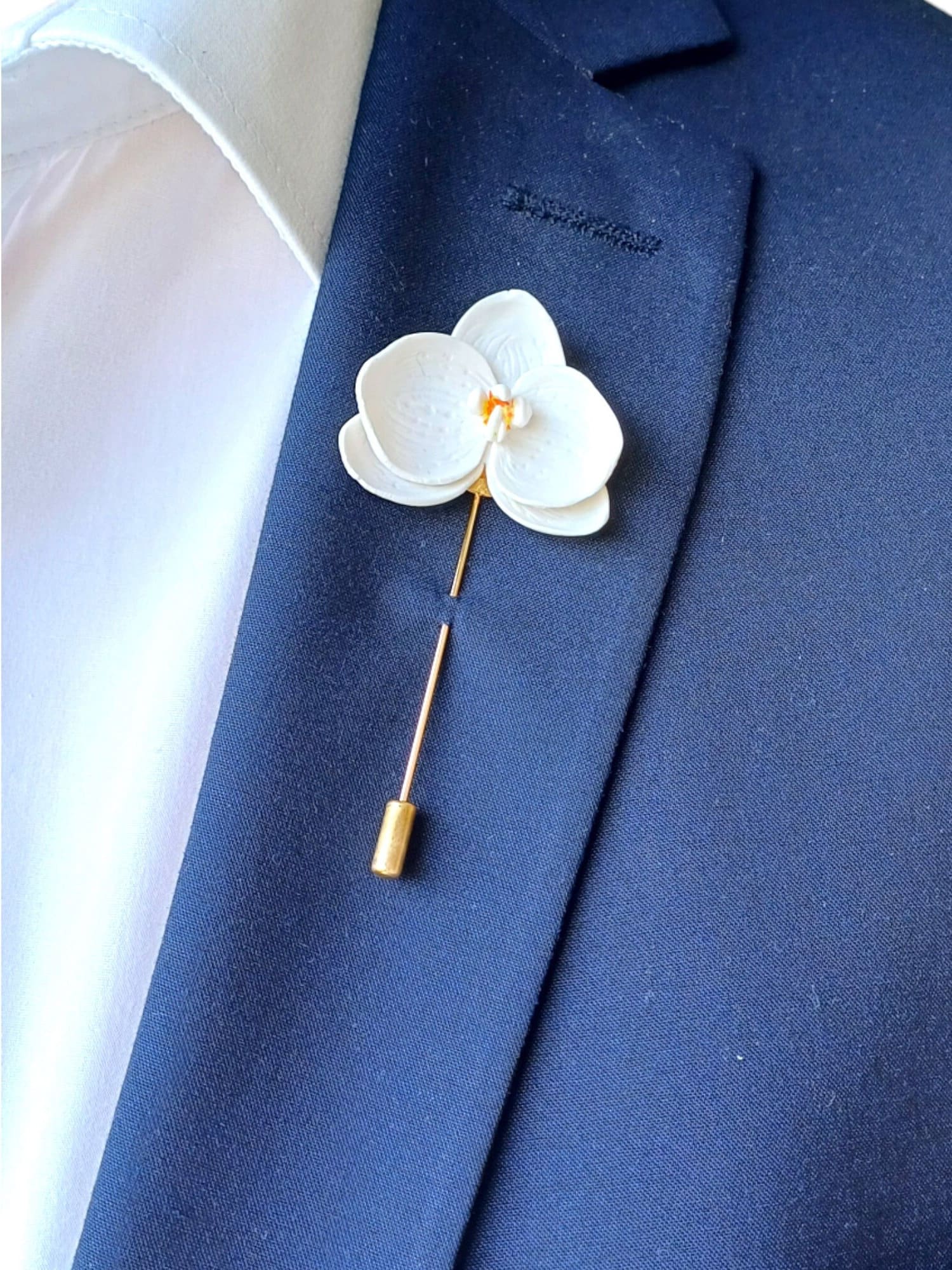 Orchid Boutonniere Lapel Pin Groom Boutonnieres | Wedding Accessory ...