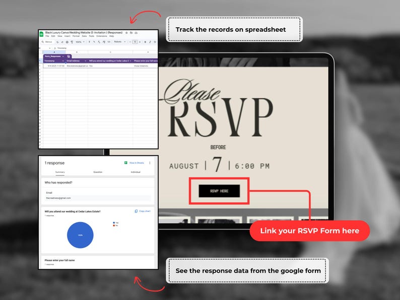 Wedding Website Template Canva Website Wedding Invitation With RSVP ...