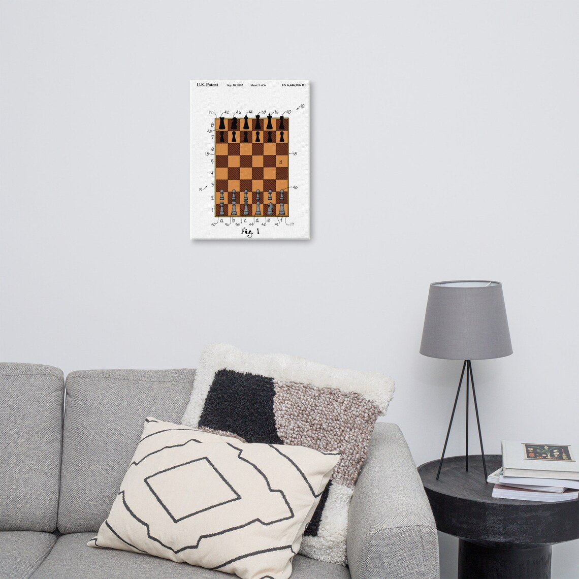 Dad Room Wall Art , Chess Patent, Interior Wall Decoration, Chess ...