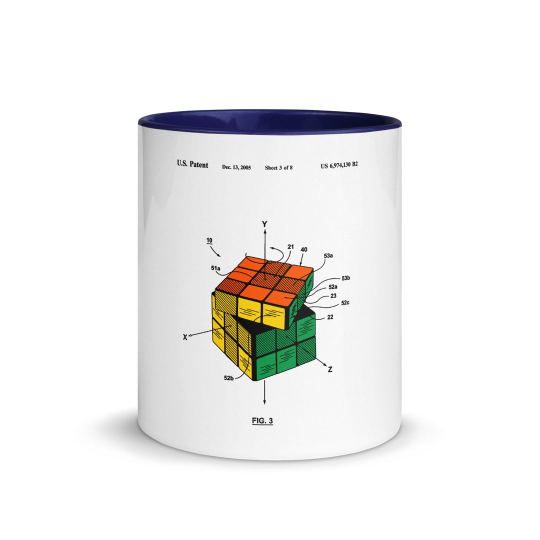 Mug Color Inside With Rubiks Cube Patent, Coffee Mug for Him, Father's ...