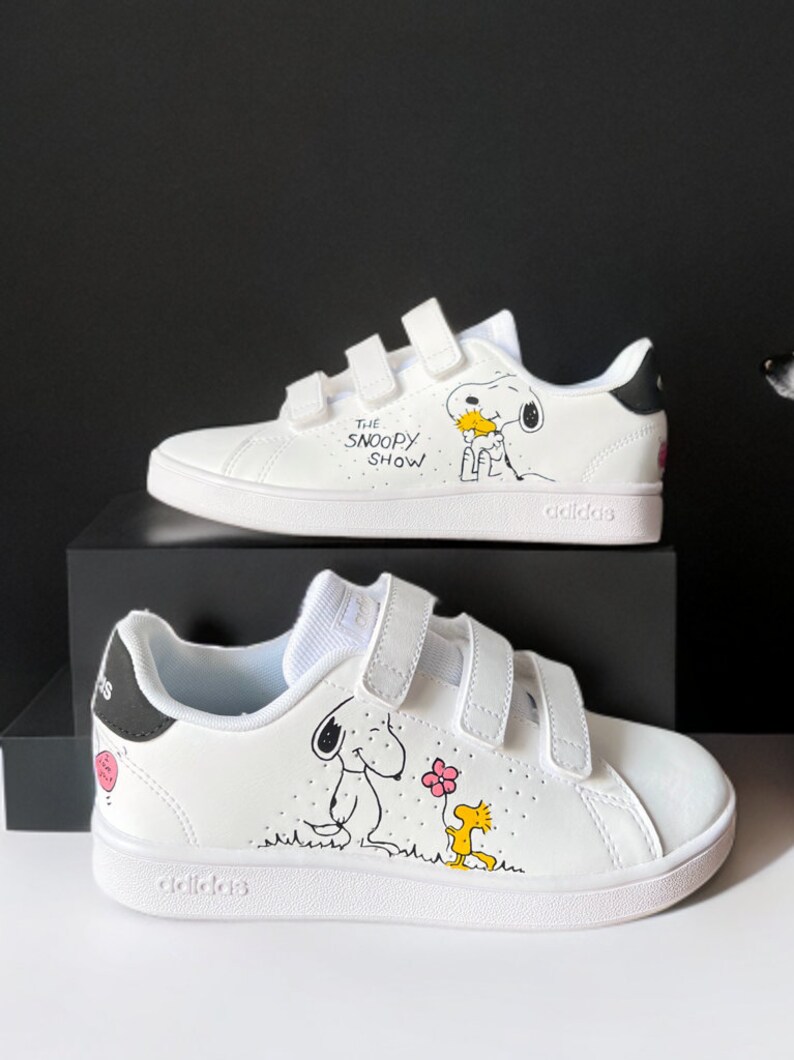 Snoopy Custom Sneakers Waterproof Custom Adidas Shoes Kid/ Adult ...
