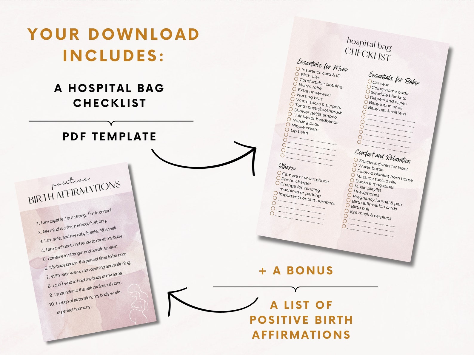 Hospital Bag Checklist | Printable Hospital Bag List | Pregnancy ...