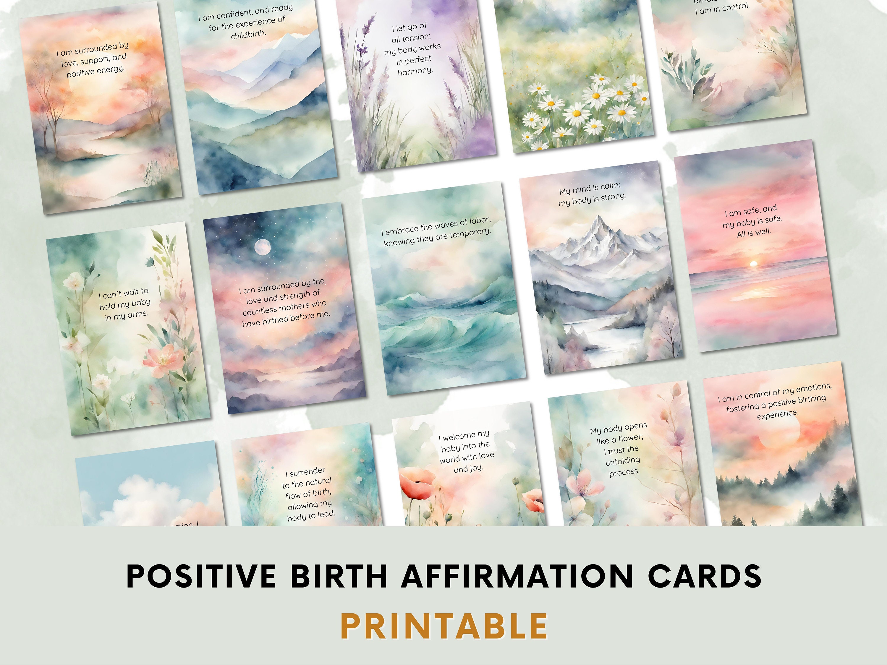 30 Birth Affirmation Cards | Printable Positive Birth Affirmations | Birthing Mantras for Moms ...