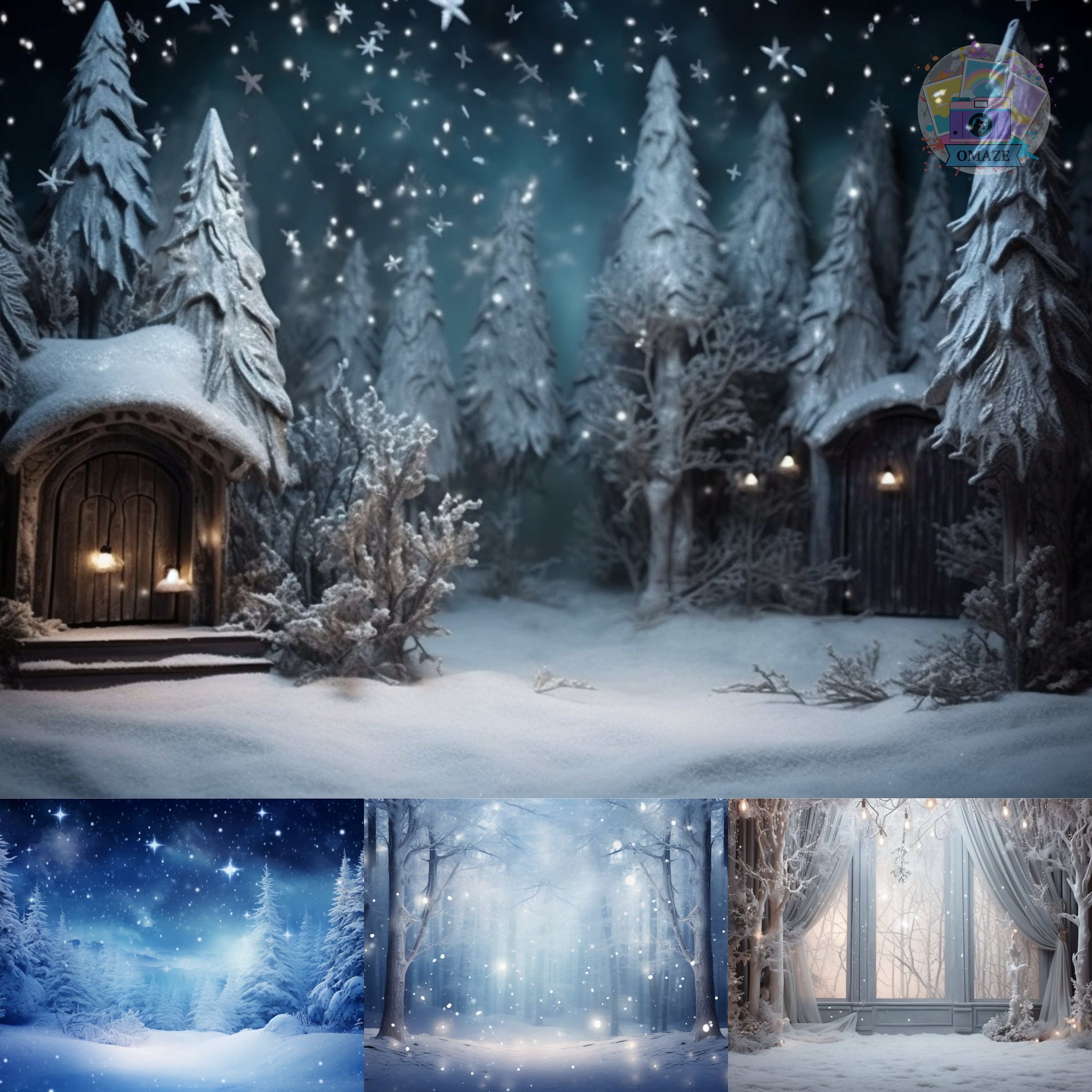 25 Winter Digital Backdrops, Christmas Snow Backdrop, Digital ...