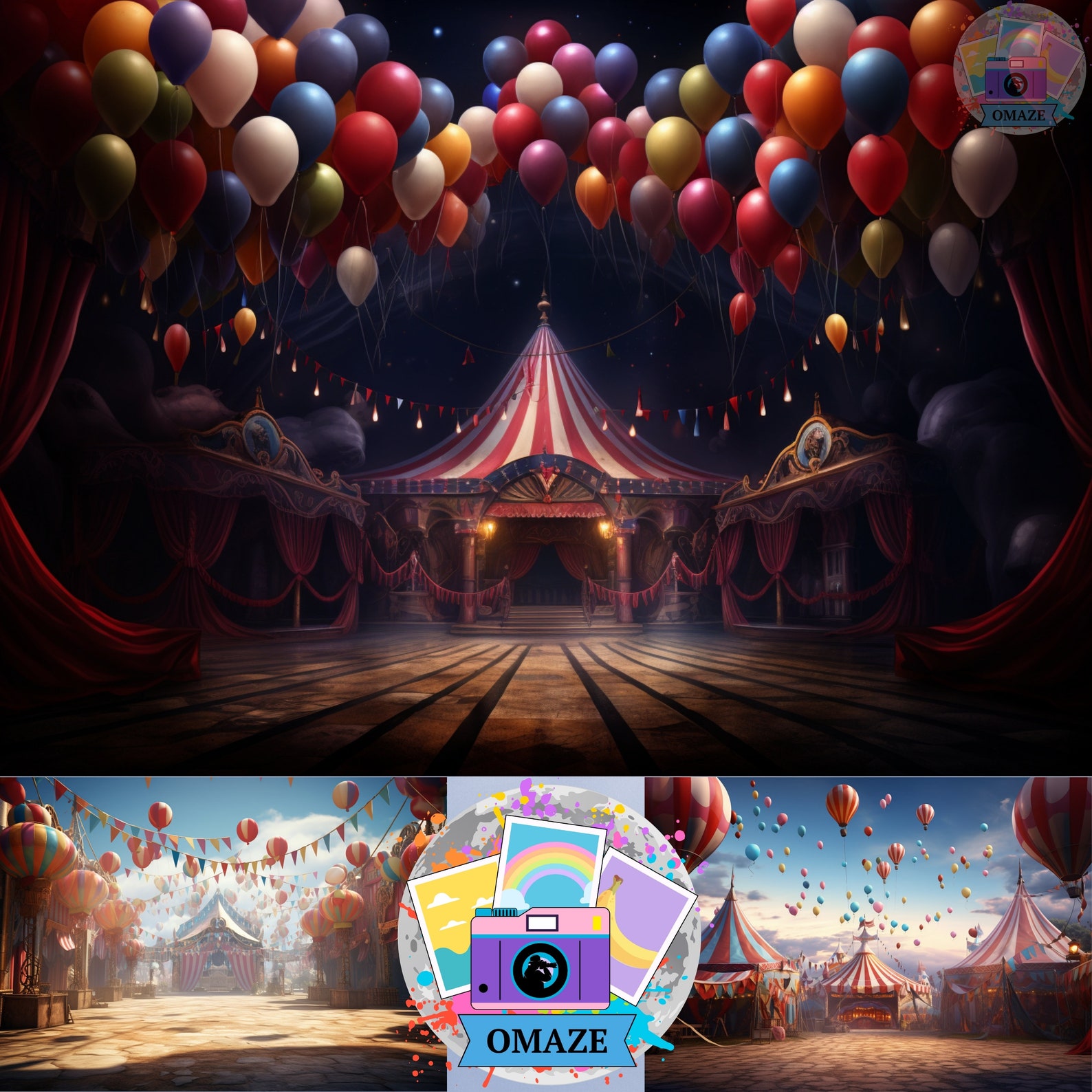 100 Circus Backdrops – Colorful Carnival Photography Overlays, Digital ...