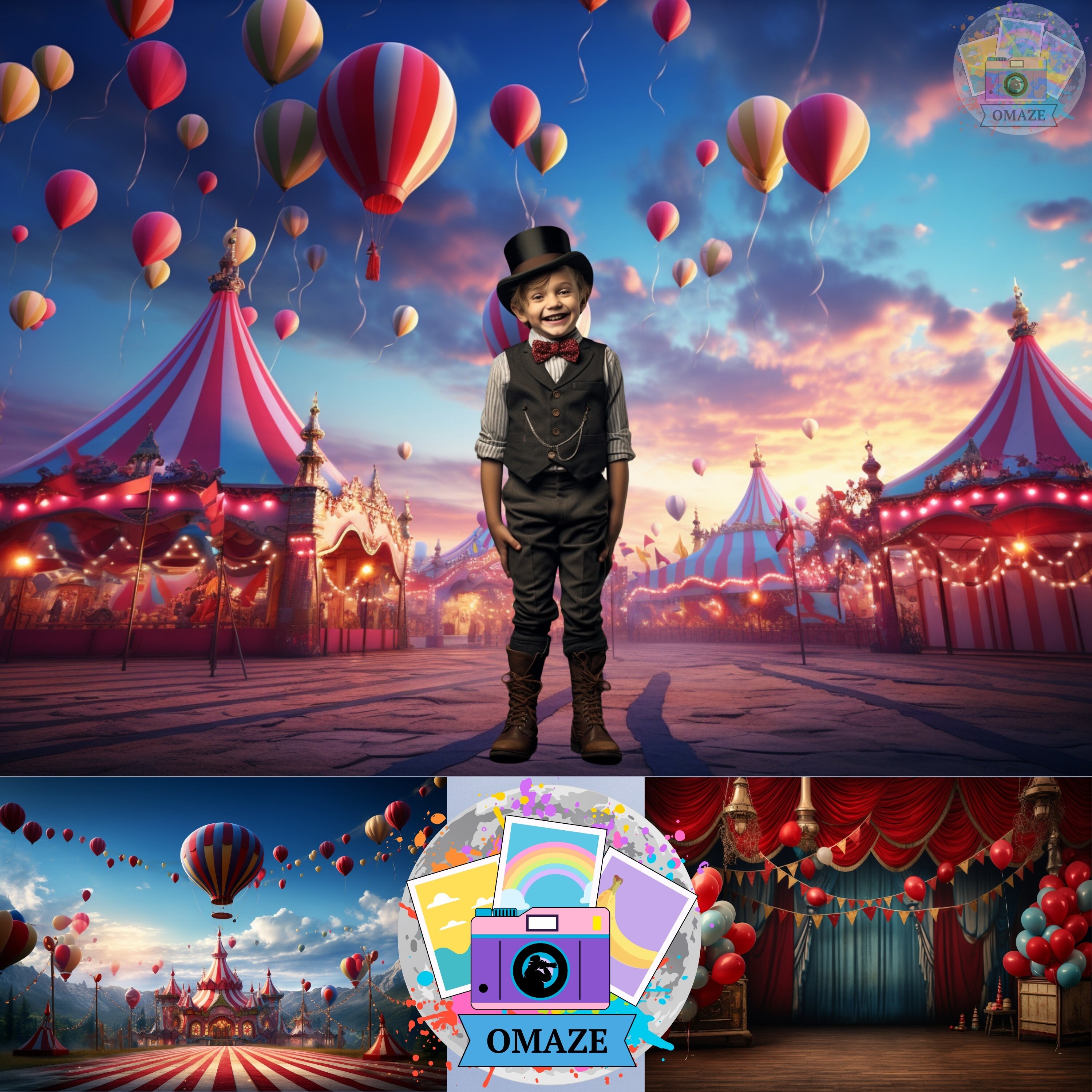 100 Circus Backdrops – Colorful Carnival Photography Overlays, Digital ...
