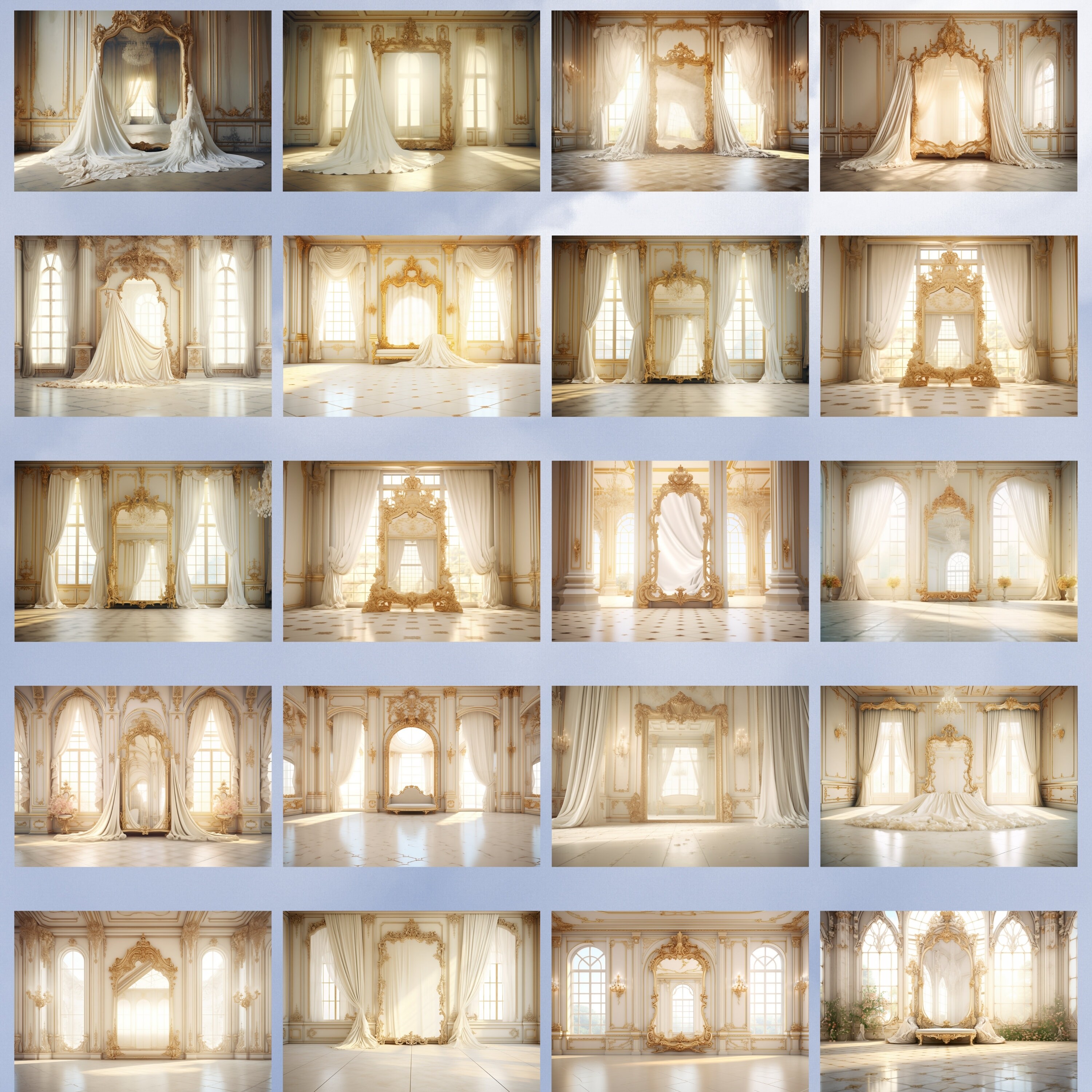 50 Light Mirror Room Bundle Set Digital Backdrops, Maternity Backdrop ...