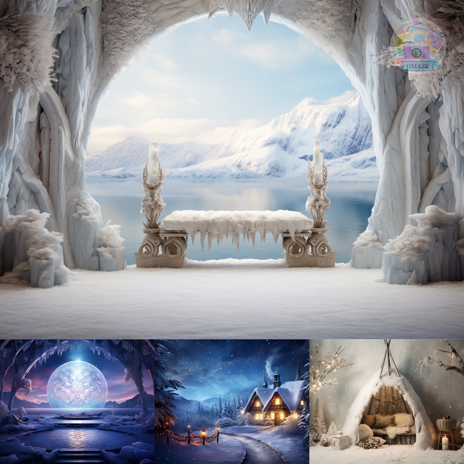 25 Winter Digital Backdrops, Christmas Snow Backdrop, Digital ...