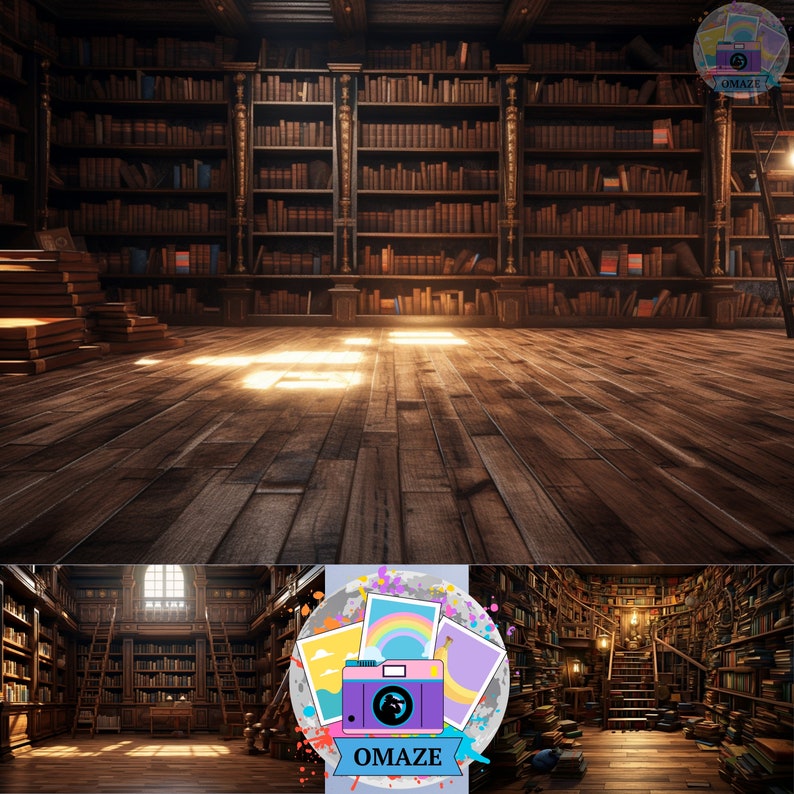 80 Vintage Library Backdrop Set, Vintage Library, Digital Background ...