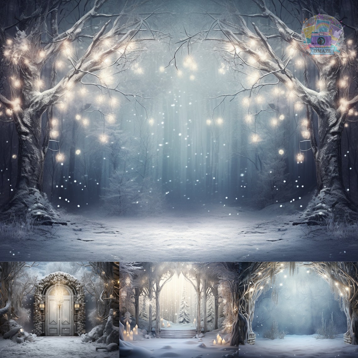 25 Winter Digital Backdrops, Christmas Snow Backdrop, Digital ...