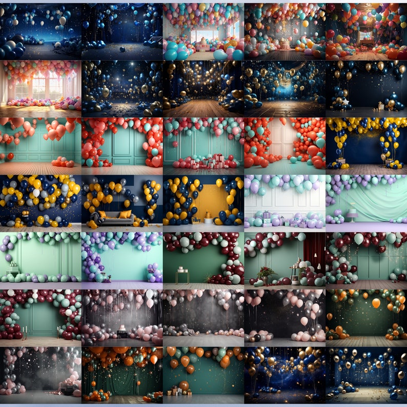 100 Birthday Digital Backdrops – Colorful Photography Overlays for Kids ...