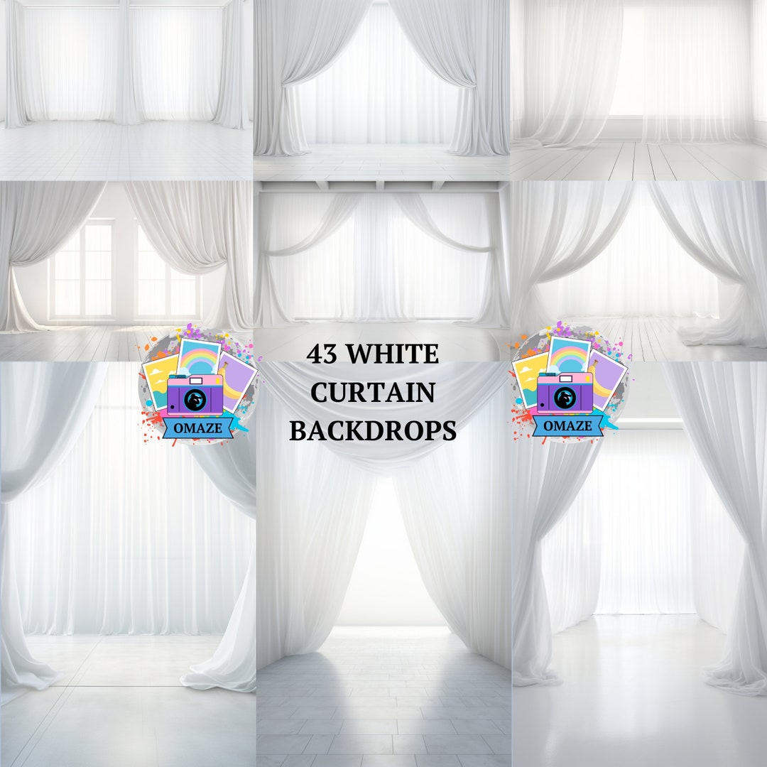 43 White Transparent Curtain Backdrops Set Breathtaking White Dreamy Sheer Curtain Backgrounds ...