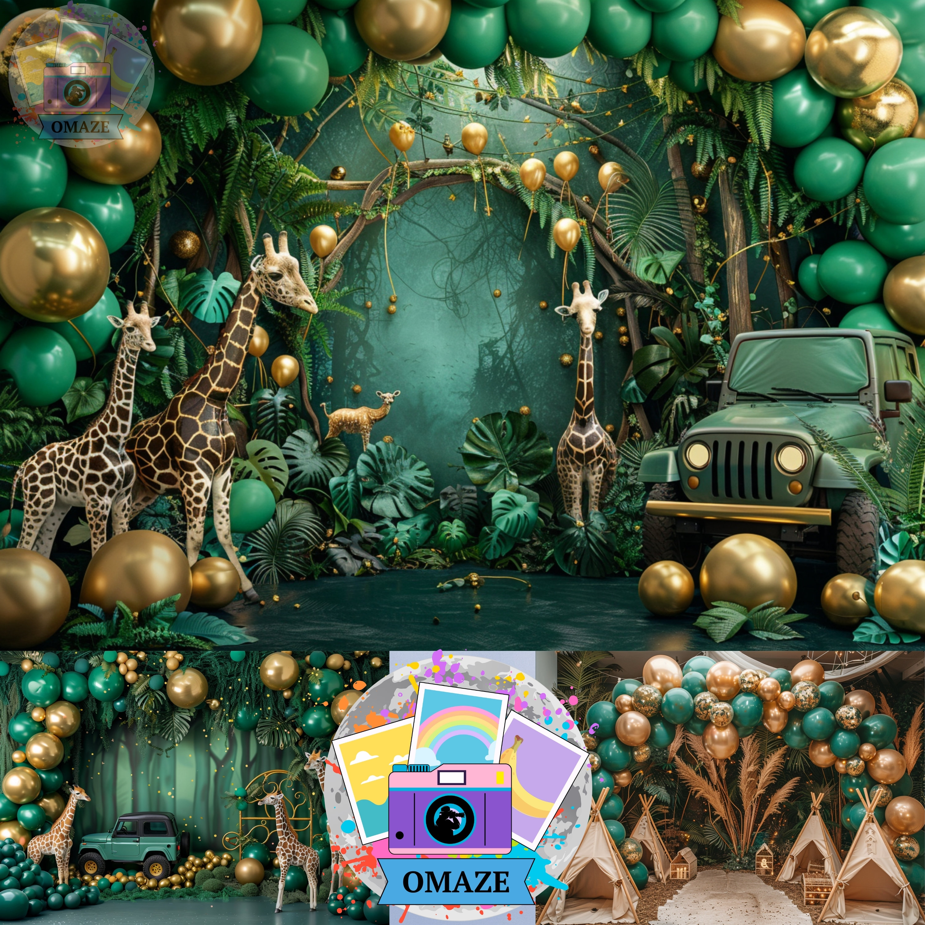 75 Safari Digital Backdrops – Tropical Theme Baby Birthday, Photoshop ...