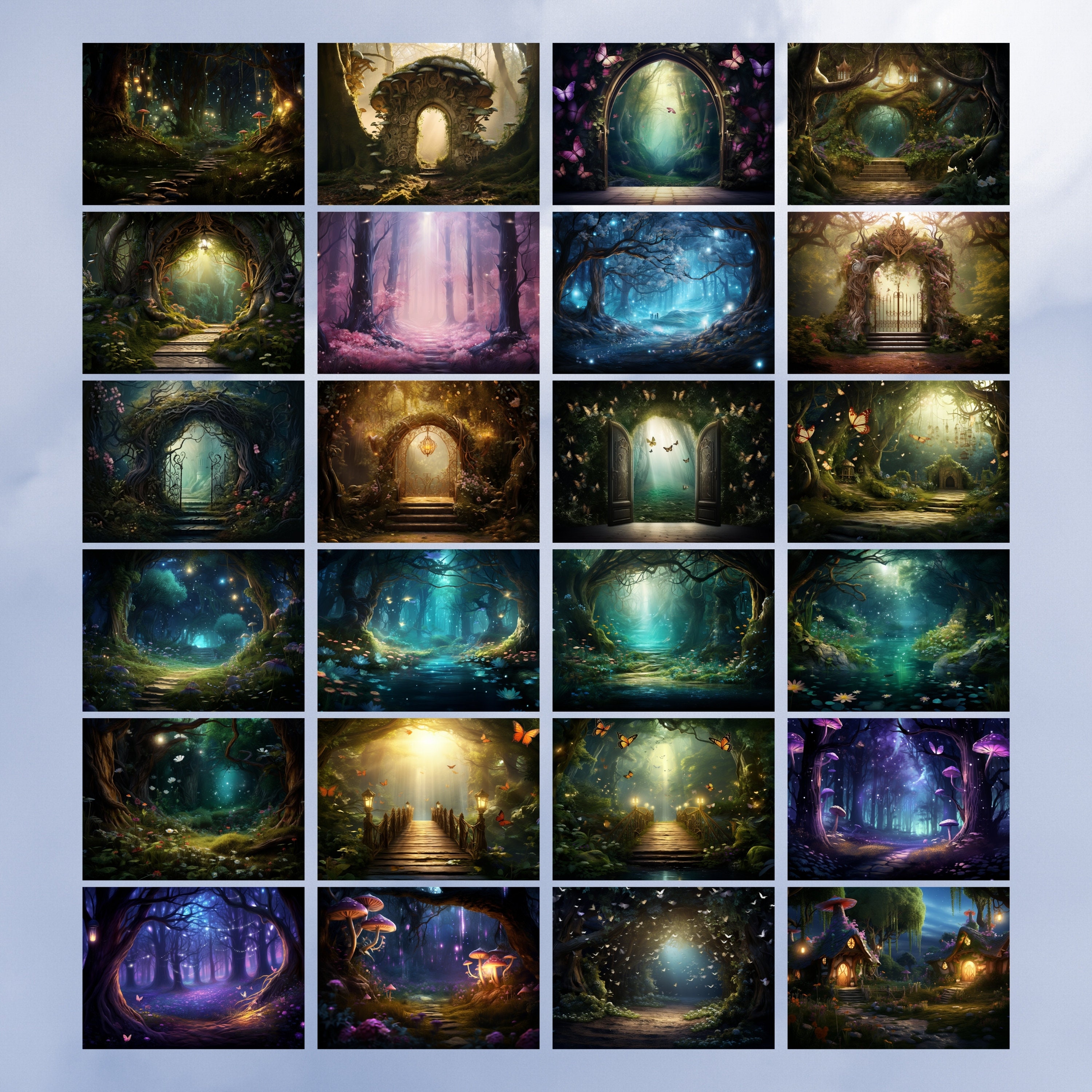 108 Woodland Fairy Digital Backdrops, Fairy and Garden Digital ...