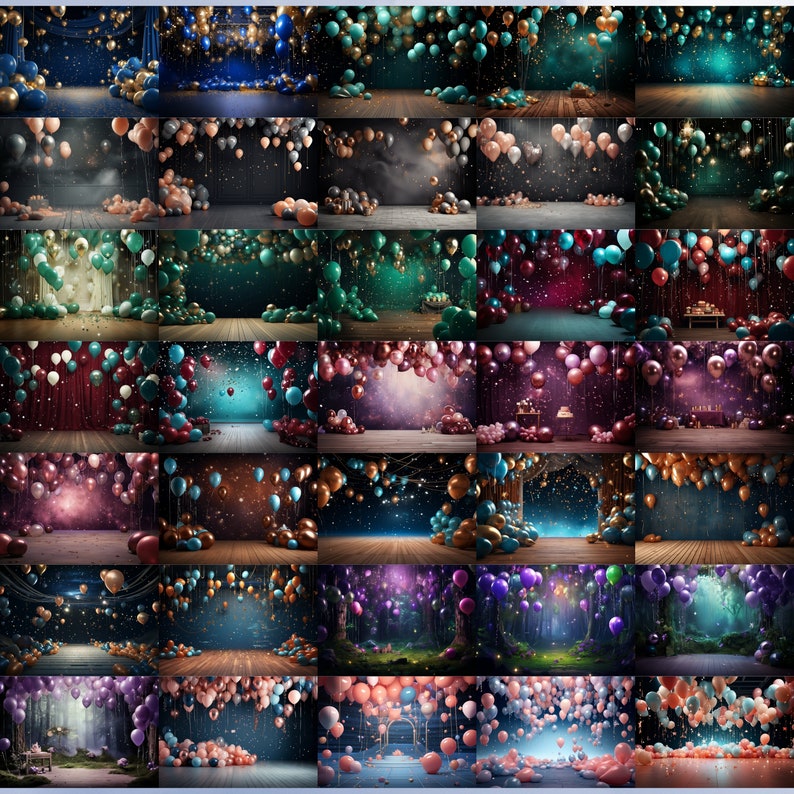 100 Birthday Digital Backdrops – Colorful Photography Overlays for Kids ...