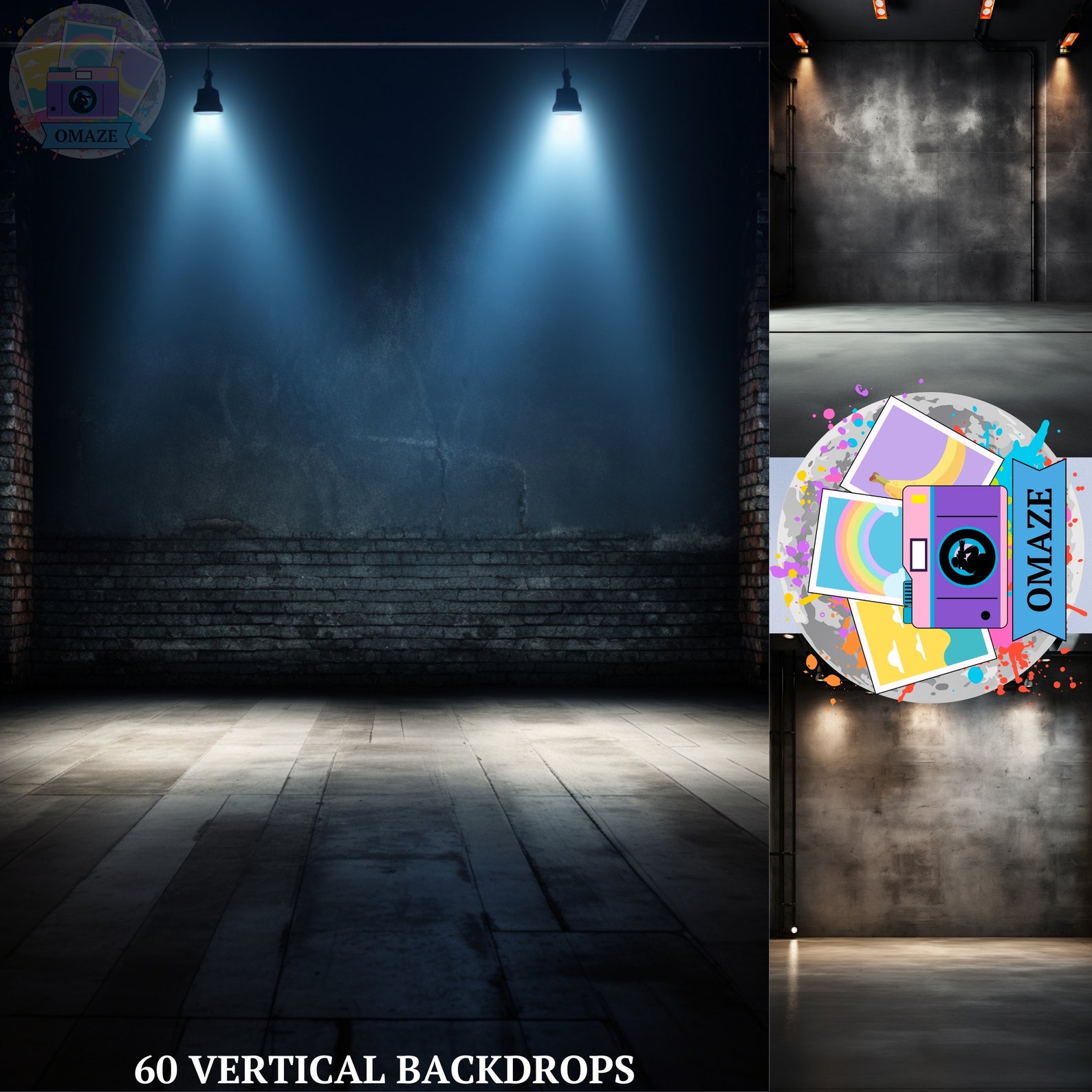 120 Dark Studio Maternity Digital Backdrops Dark Showroom Spotlight ...