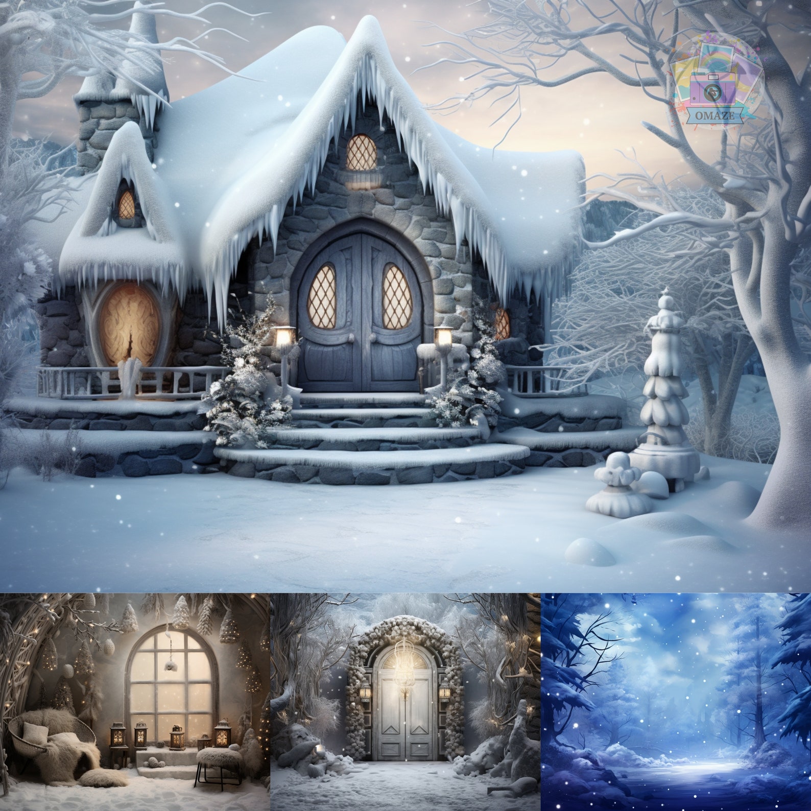 25 Winter Digital Backdrops, Christmas Snow Backdrop, Digital ...