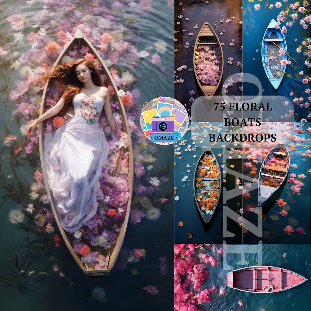 75 Floral Seas Boats Set Digital Backdrops, Maternity Backdrop Overlays ...