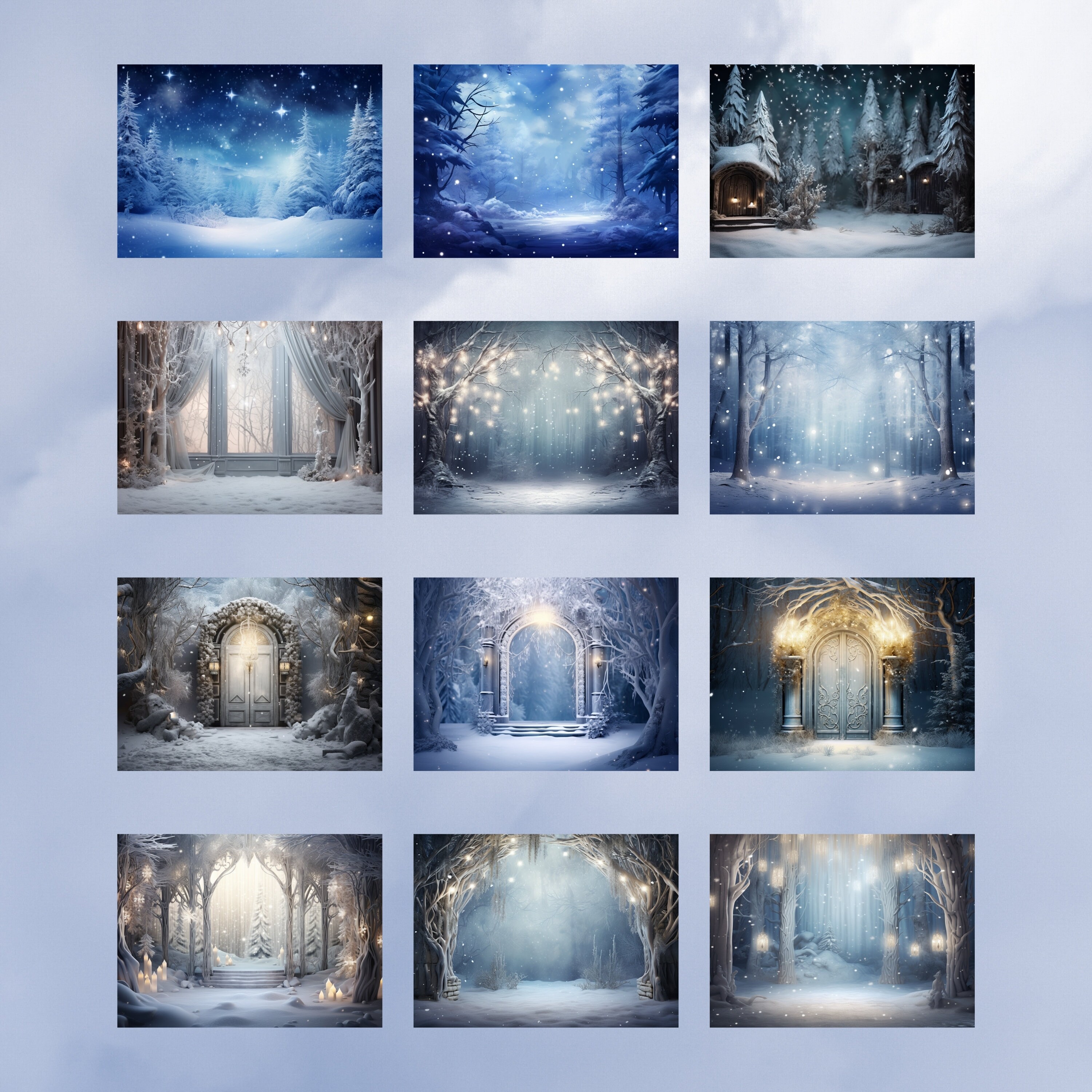 25 Winter Digital Backdrops, Christmas Snow Backdrop, Digital ...
