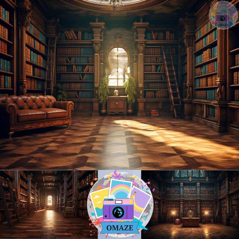 80 Vintage Library Backdrop Set, Vintage Library, Digital Background ...