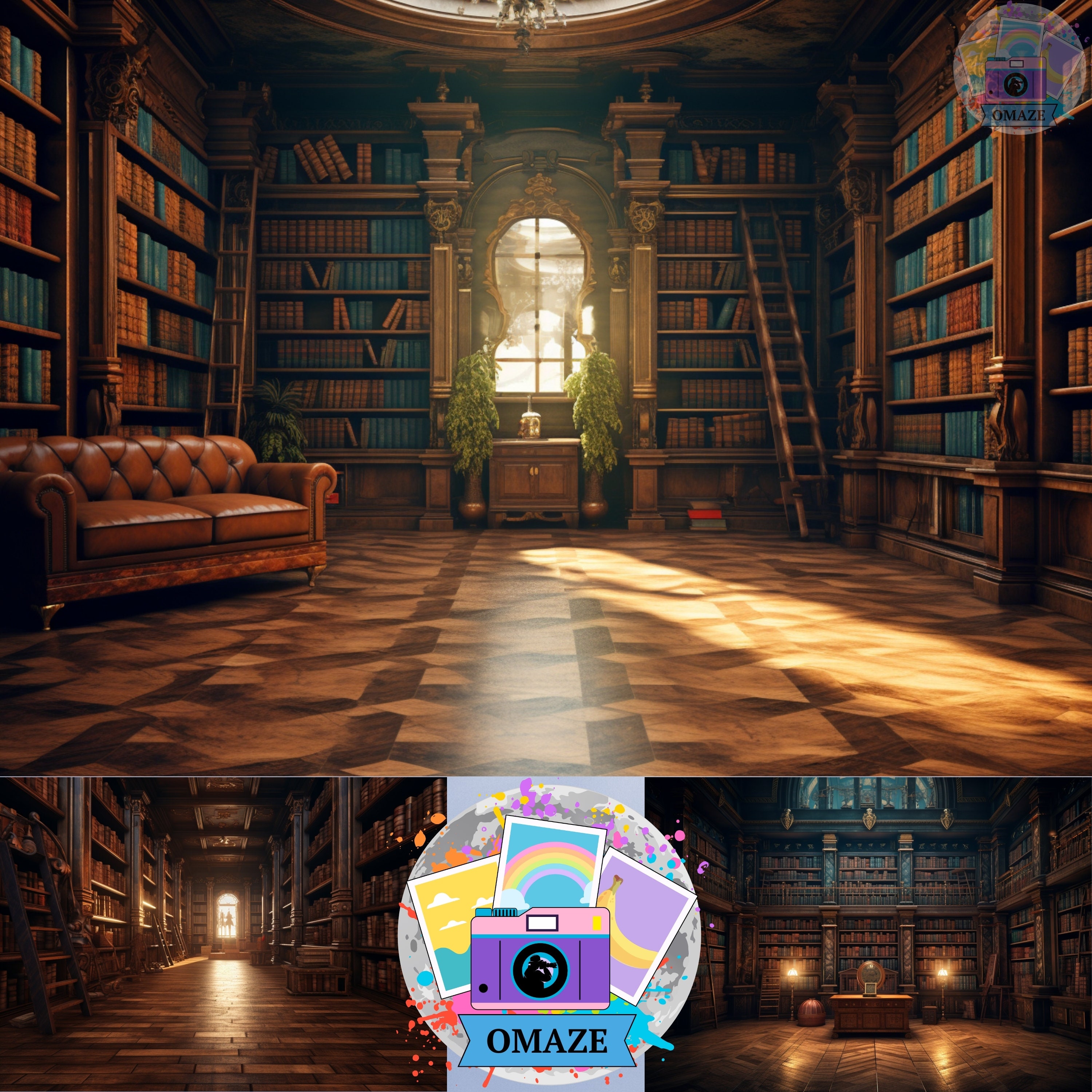 80 Vintage Library Backdrop Set, Vintage Library, Digital Background ...