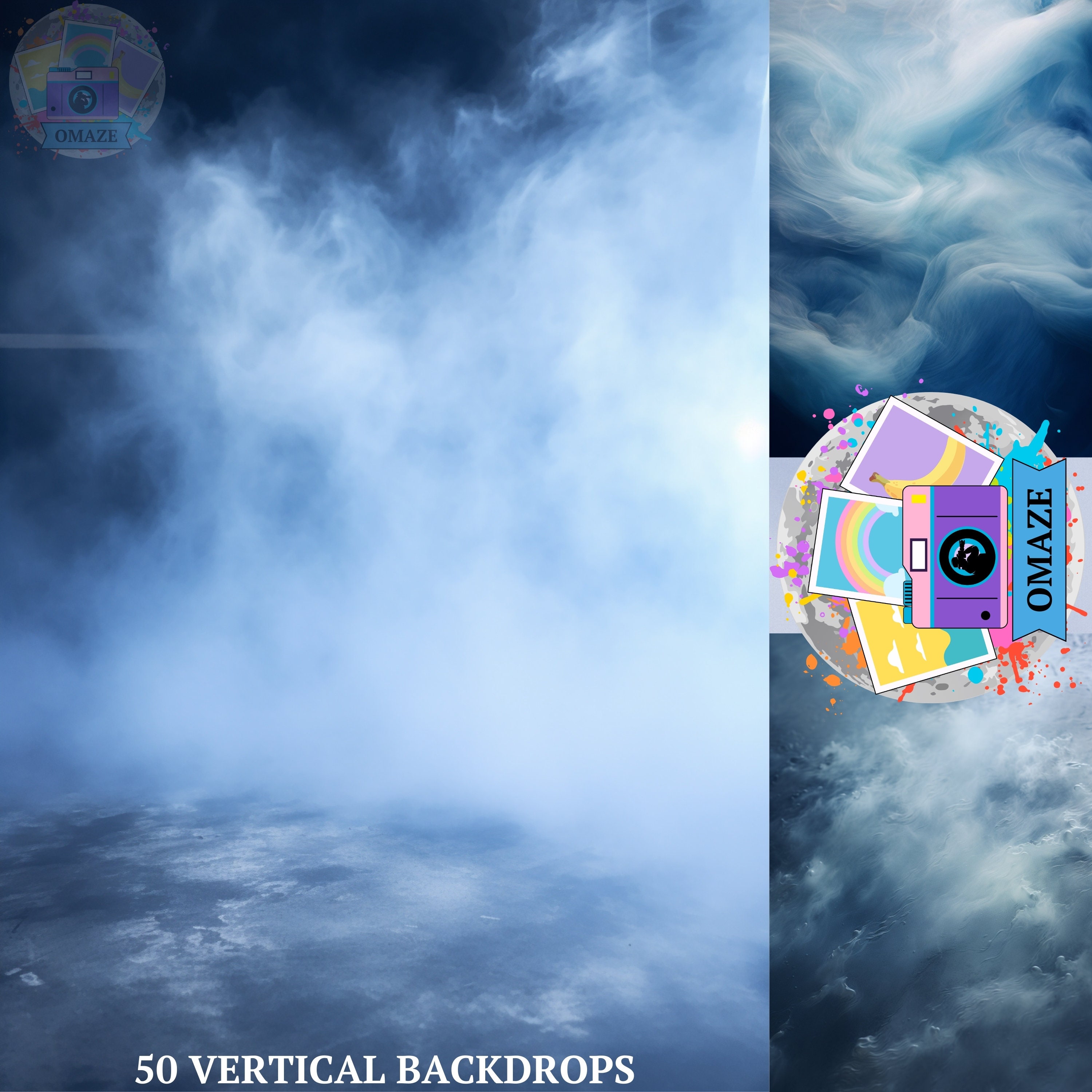 100 Blue Old Master Digital Backdrops Studio Blue Smoky Portrait ...