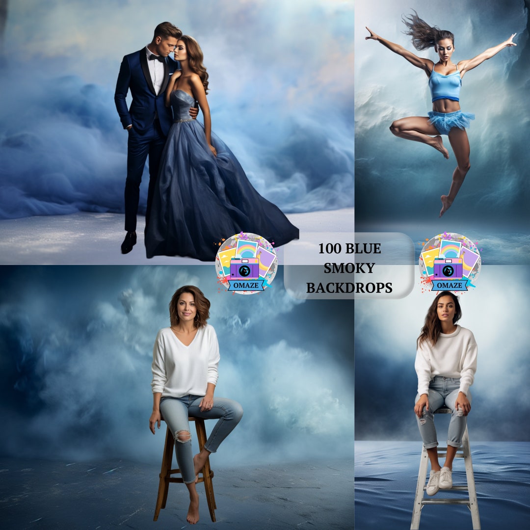 100 Blue Old Master Digital Backdrops Studio Blue Smoky Portrait ...