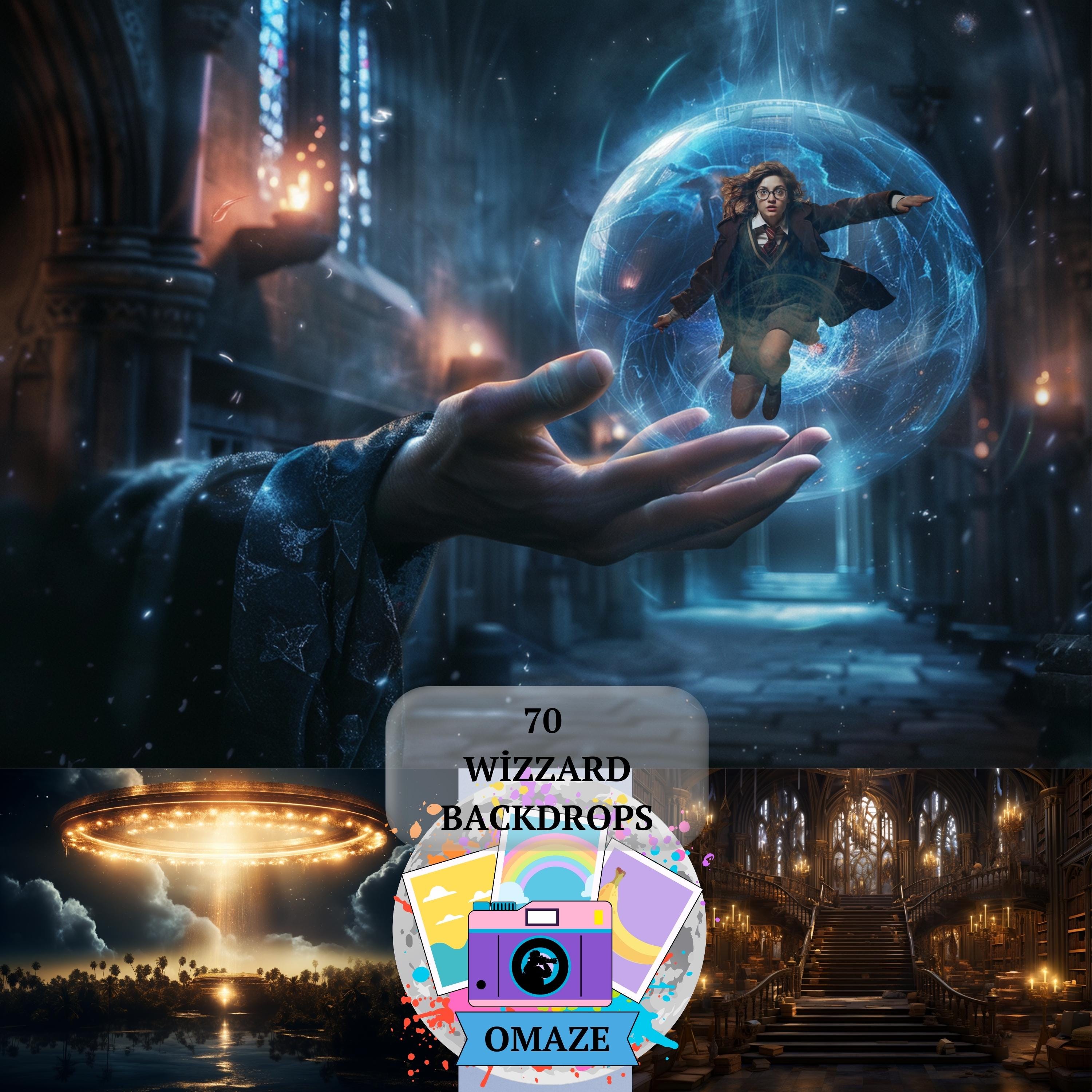 70 Magical Wizard Digital Backdrops, Enchanted Backdrop, Owl, Train ...