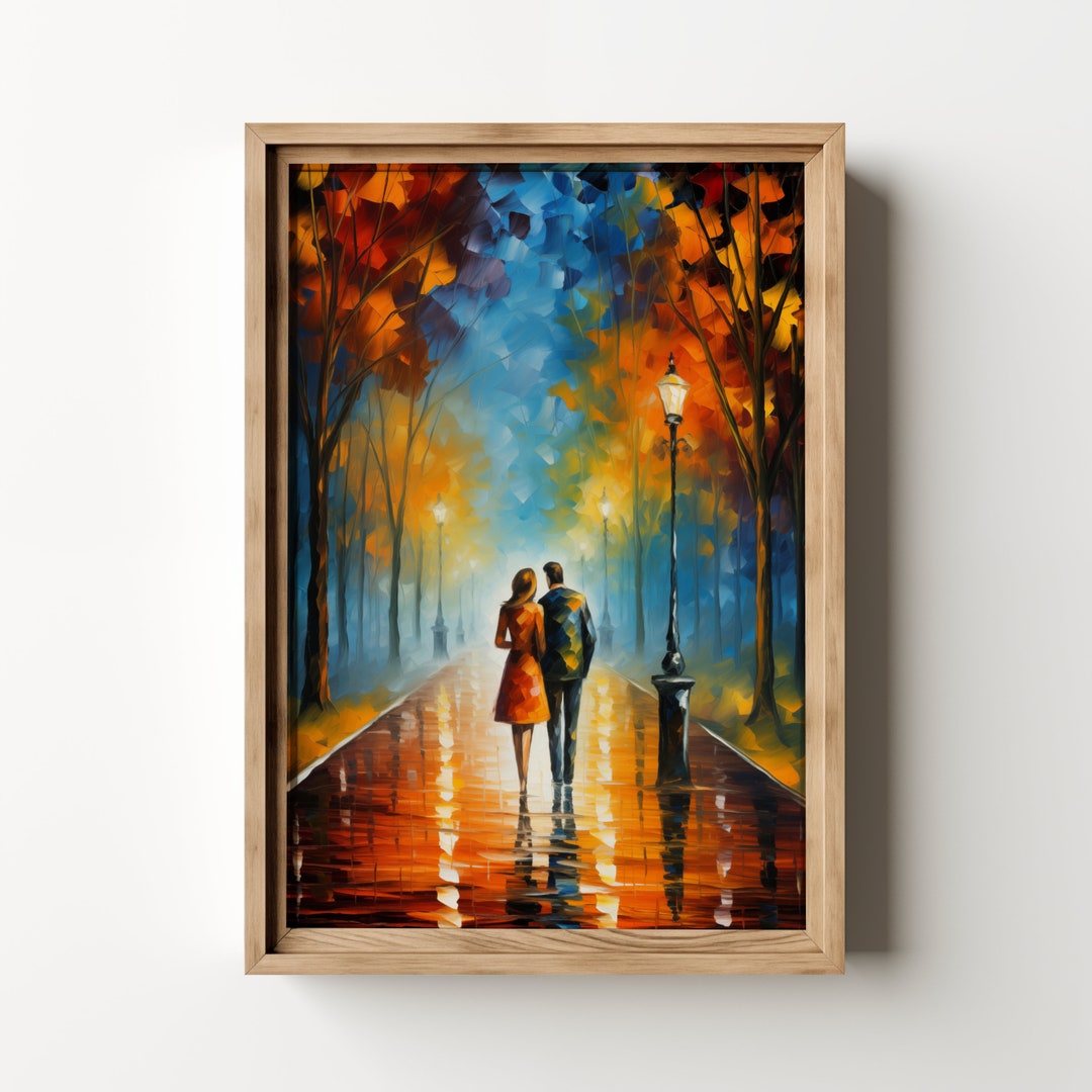 Enchanted Evening Stroll Romantic Afremov-style Digital Art Print ...