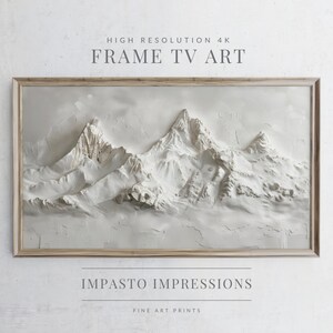 Frame TV Art | Abstract Plaster Art Textured Mountain | White Wall ...