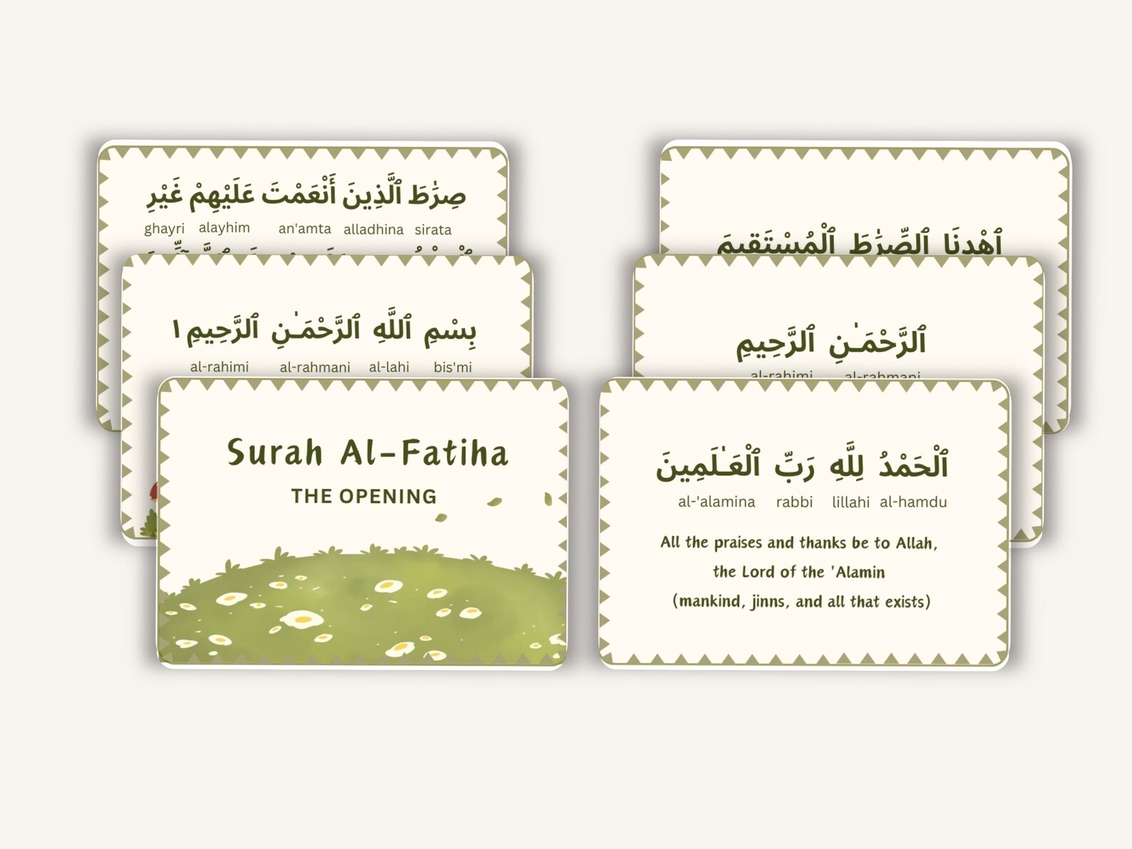 Surah Al-fatiha Flash Cards Islamic Cards Kids Prayer Cards for Muslim ...