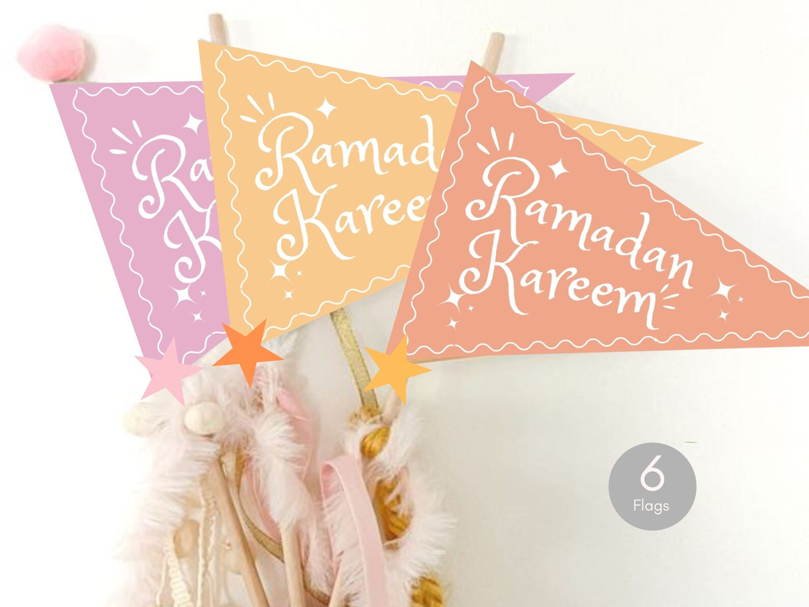 Ramadan Kareem Pennant Flags Set of 6 Ramadan Mubarak Flags Ramadan ...